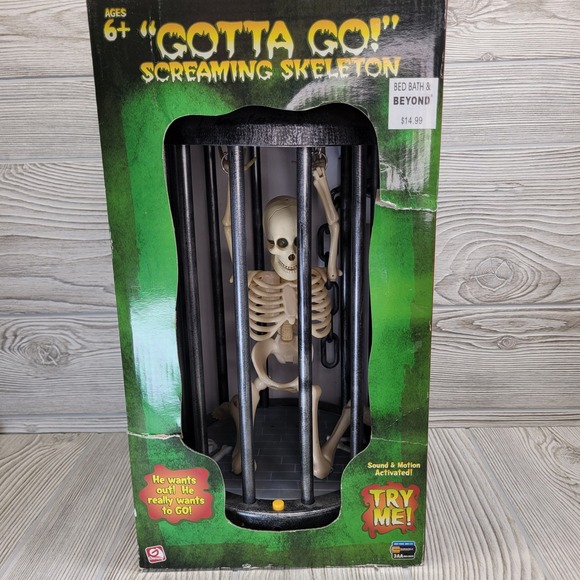 Gemmy | Holiday | Gemmy Screaming Skeleton In Cage Gotta Go Halloween ...